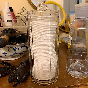 BBDOU Cosmetic Cotton Pad Holder, Makeup Cotton Rounds Holder Makeup Removers, Acrylic Cosmetic Cotton Pad Organizer Container Dispenser Storage Display Rack