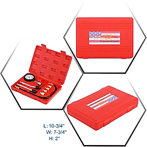 JIFETOR Compression Tester Kit, Small Engine Cylinder Test Pressure Gauge Tool Set for Testing Motorcycle Car Automobile Outboard Motor Chainsaw Snowmobile Auto Gasoline Petrol Gas Engine, 300PSI