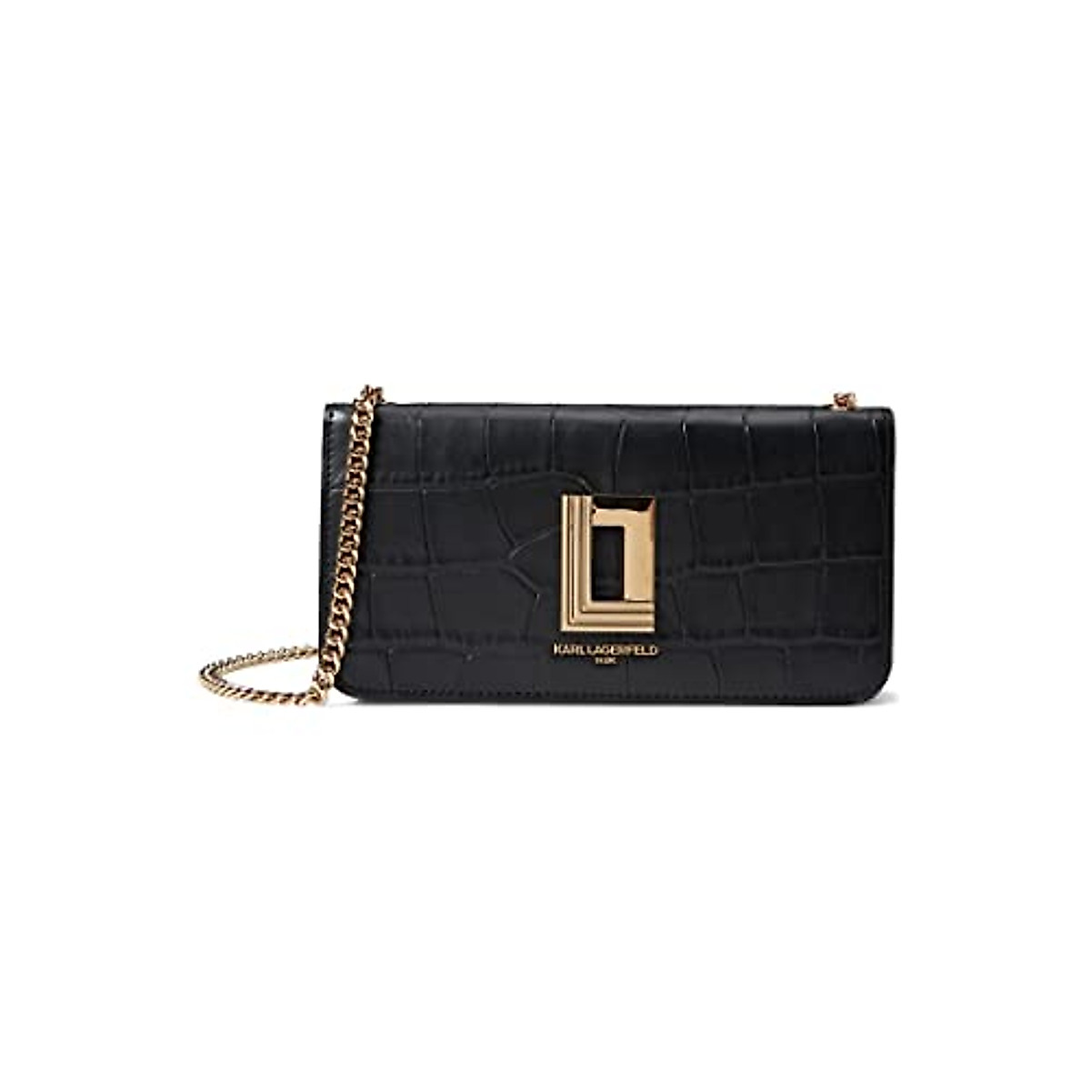Karl Lagerfeld Paris Wallet On Chain Handbags, Black/Gold