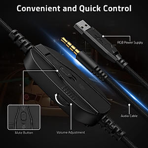 Fachixy FC100 Gaming Headset for PS4/PS5/PC/Xbox/Nintendo Switch, Xbox Headset with RGB Light, PS5 Headset with Mic (Green)