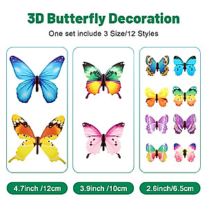 96 Pieces Butterfly Wall Decals Glow in The Dark Butterflies Decor for Ceiling Adhesive Removable 3D Luminous Mural Stickers for Kid Bedroom Nursery Living Room Home Garden Decoration, Multi Colors