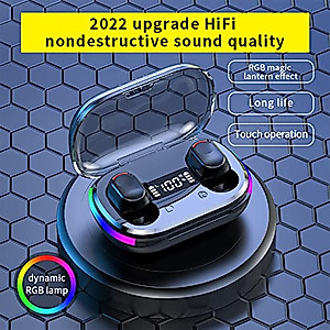 Lovskoo Wireless Earbuds, Bluetooth Earbuds 5.3 Waterproof Headphones with Finger Control, Immersive Premium Sound, Light Weight Wireless Earphones for Sleeping, in Ear Bluetooth with Mic