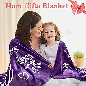 Lukeight Gifts for Mom, Birthday Gifts for Women, Blanket from Daughter or Son, Valentines Day Gifts , Fleece Throw , Mom Gifts for Her Birthday, Mothers Day, 65x55 inch, Purple