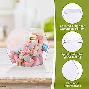 Hoolerry 16 Pcs Hexagon Plastic Candy Jars with Lids 30oz Canister Container Jar Bucket for Candy Buffet Cookies Snacks Gifts and Storage Countertop Display