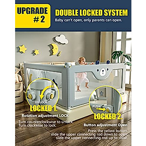 CuteBear Bed Rails for Toddlers - 60" 70" 80" Extra Long Baby Bed Rail Guard (3 Sides: Perfect for Full Bed, Include 3 Sides)