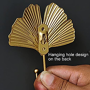 BOOMLATU Large Decorative Leaves Iron Hooks,Wall Mounted Single Coat Hooks Pack of 3 (Style A)