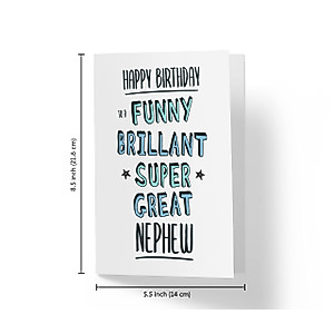 Sweet and Funny Birthday Card for Nephew, Large 5.5 x 8.5 Nephew Birthday Card, Happy Birthday Nephew Card, Birthday Card Nephew, Karto Compliment Nephew