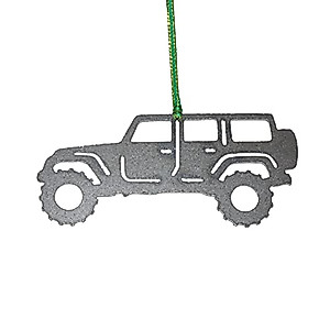 Metal off road Christmas Ornament perfect for 4 door jeep owners (Dark Grey-Bare Metal)