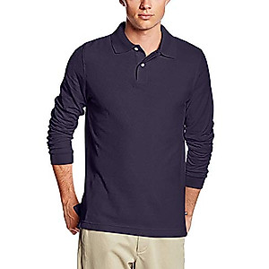 Lee Uniforms Men's Modern Fit Long Sleeve Polo, Navy, Medium