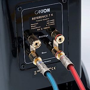 AutCreation Speaker Cable Wire with Banana Plugs,12AWG HiFi Pure Copper Speaker Cable Wire,99.9% OFC Copper,Gold-Plated Banana Tip Plugs,Red/Blue (3M(9.8ft))