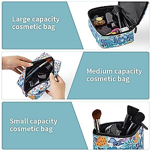 MRSP 3 sets makeup bag+Double Sided Cosmetic Mirror travel small cosmetic case portable with multifunctional waterproof Organizer bag for women Stitch Stuff Gift (Stitch)