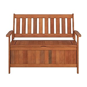 CorLiving Miramar Natural Brown Stained Hard Wood Outdoor Storage Bench