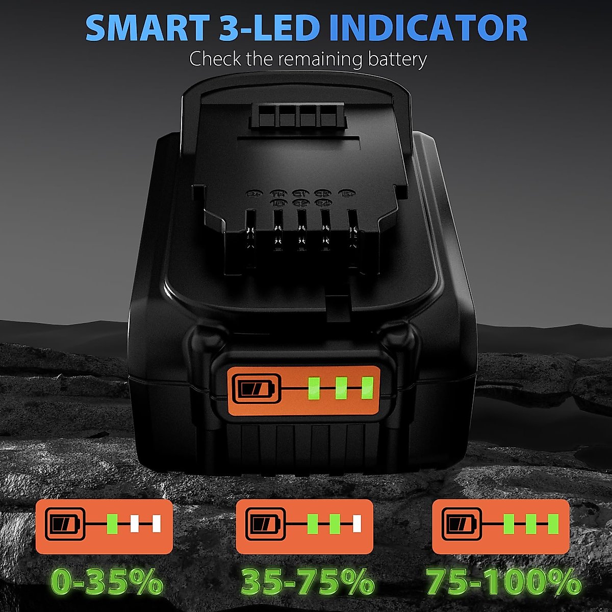 LILEIPOWER 4 Pack 20V 6.0Ah Replacement for Dewalt 20V Max Battery Compatible with Dewalt 20 Volt XR Max Lithium-ion Battery DCB205 DCB206 DCB207 DCB204 DCB203 DCD DCF DCG Series Cordless Power Tools