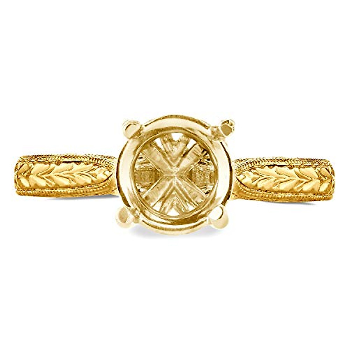 Kobelli Diamond Semi Mount Engagement Ring Vintage Style Engraved Antique Style, 14k Yellow Gold (No Center Stone), 9.5