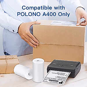 POLONO A400 Bluetooth Thermal Label Printer - 4x6 Label Printer for Small Business Shipping Packages - Portable Printer, Direct Thermal Shipping Labels 2Rolls (80 Labels/Roll)