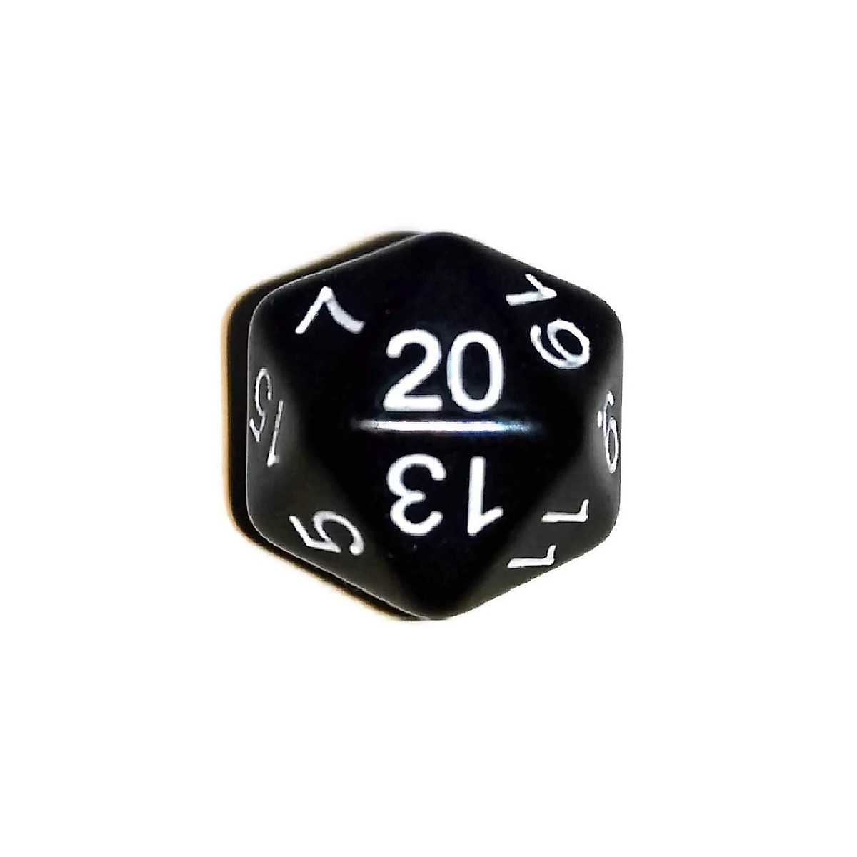 Black with White Numbers d20 Initiative Advantage Die for Role-Playing Games. 20 Sided RPG Dice