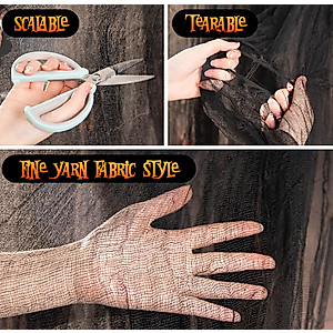 400" x 85" Halloween Creepy Cloth - Large Size Halloween Spooky Fabric Cloth - Scary Gauze Blood Creepy Cloth for Haunted House Halloween Party Yard Wall Doorway Outdoors Decoration (Black)