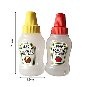25ml Mini Condiment Squeeze Bottle Honey Squeezable Jar 2 Pack Ketchup/Sauce Containers Plastic Portable Lunch Box Dressing Dispensers to Go with Screw Cap 2pcs
