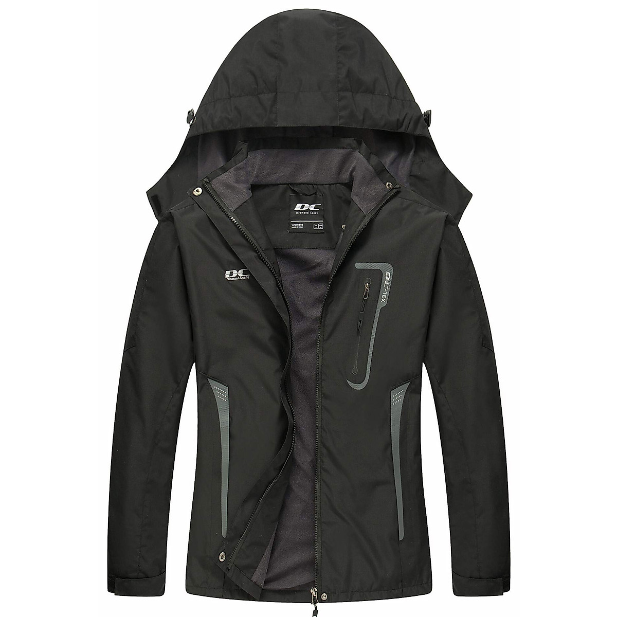 Diamond Candy Waterproof Rain Jacket Women Lightweight Outdoor Raincoat Hooded for Hiking skiing