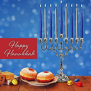 Dripless Chanukah Candles Standard Size - Metallic Blue & Silver Hanukkah Candles Fits Most Menorahs - Premium Quality Wax - 45 Count for All 8 Nights of Hanukkah - by Ner Mitzvah