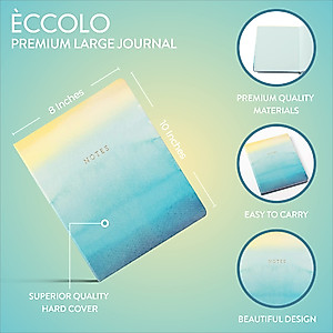 Eccolo Large Lined Journal Notebook, Hardbound Cover, Writing Journal, 256 Ruled White Pages, Ribbon Bookmark, Lay Flat, Desk Size for Work or School (Abstract, 8x10 inches)