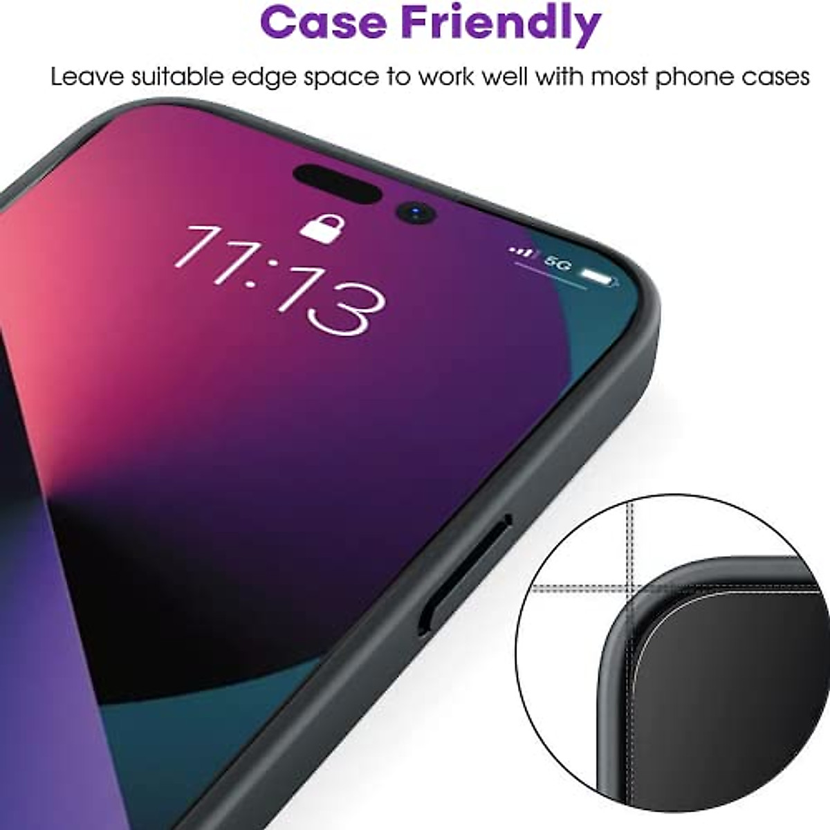 MASETECH iPhone 14 Pro Max Screen Protector Tempered Glass [Black Edge] Compatible with Apple Dynamic Island (2 Pack)