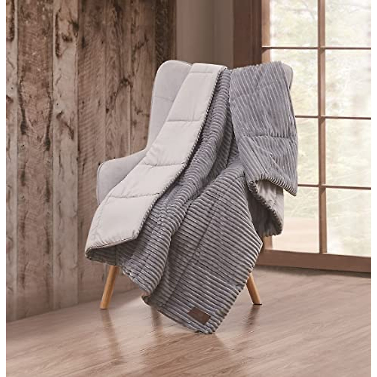 Mossy Oak - Nativ Living Corduroy, Nature Inspired Corduroy Knit Throw Blanket - Charcoal Gray, 50 x 60