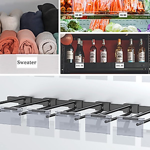 Storage Bin Labels Clip On,60PCS Clear Plastic Bin Labels Clips,Extra 80 Label Papers Included,Perfect for Wire Shelf,Baskets,Fabric Storage Cubes,Storage Closet,Cloth Bins,Food Pantry (6X4.2CM)