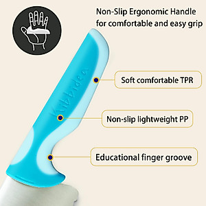 Kibbidea 4 Pcs kids knife set for real cooking, Kids First Cutting Knife Set, Round Tip Kids Friendly Kitchen Knife, BPA-free Stainless Steel Kids Chef Knife to Learn to Cook (Blue)