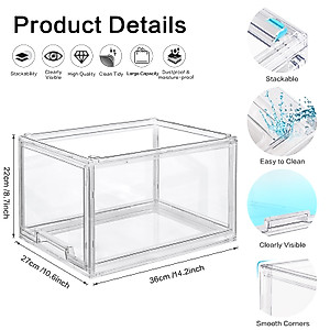 3 Packs Plastic Stackable Storage Drawers, DILIBRA Clear Storage Bins Organizer with Pull Out Drawer for Kitchen Cabinet Pantry Fridge Freezer Shelf Refrigerator Organization and Storage
