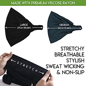 Black & Navy 2-Pack Japanese Bandana Headbands for Men and Women – Comfortable Head Bands with Elastic Secure Snug Fit Ideal Runners Fitness Sports Football Tennis Stylish Lightweight M