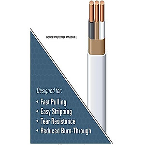 Southwire Romex Brand Simpull Solid Indoor 14/2 W/G NMB Cable 50ft coil - SW# 28827422,White