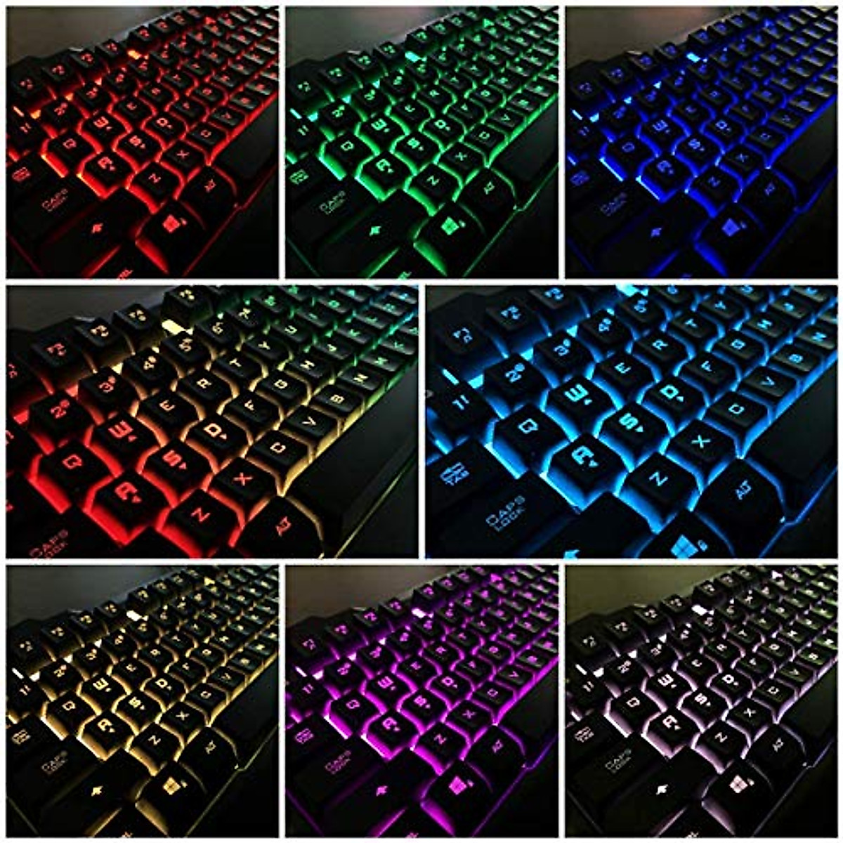 Lumsburry RGB LED Backlit Gaming Keyboard with Anti-ghosting, Light up Keys Multimedia Control, USB Wired Waterproof Metal Keyboard for PC Games Office (Cool Black)