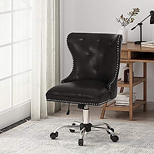 Christopher Knight Home Keith Contemporary Tufted Swivel Office Chair, Midnight Black and Chrome