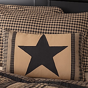 VHC Brands Check Star Patch Country Rustic Primitive Bedding Accessory, 1 Count (Pack of 1), Black and Tan