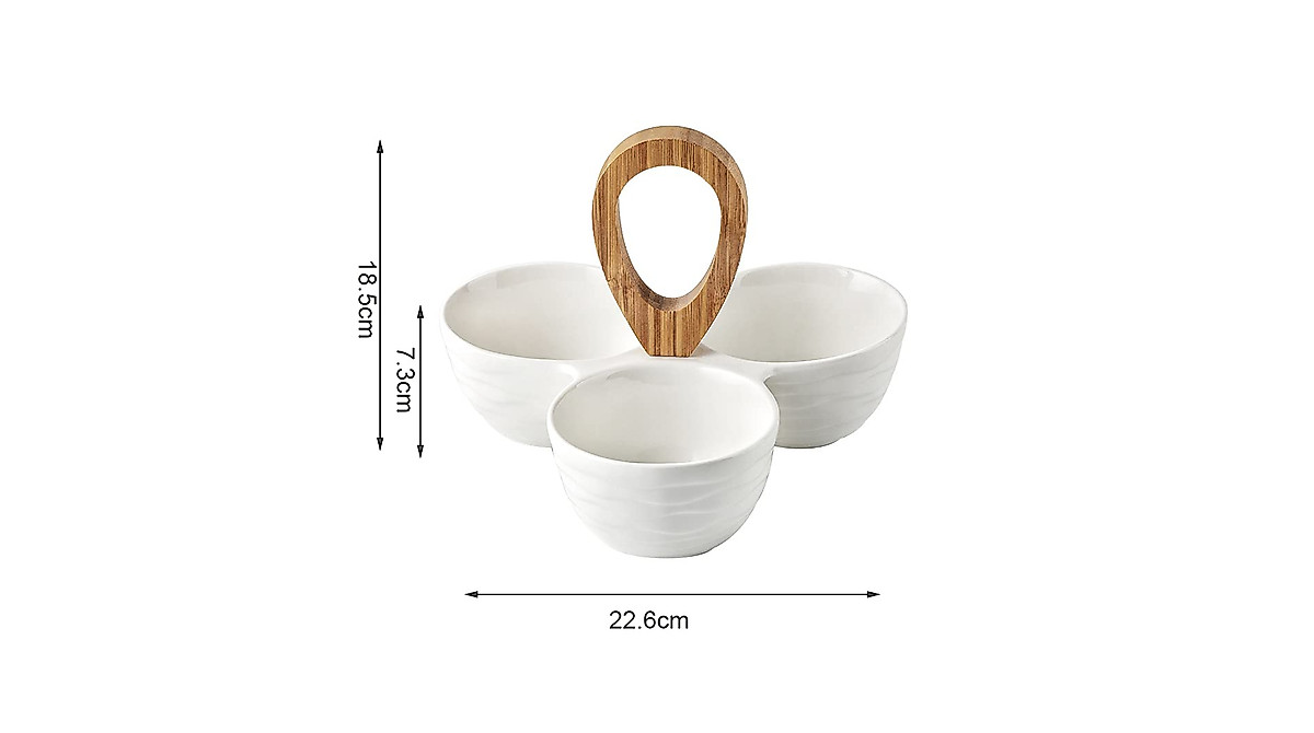 Elegant Ceramic 3-Compartment Snack Tray