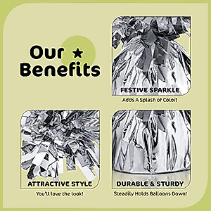 Srenta Silver Balloon Weights, Heavy Balloon Weight Pack of 12 Metallic Foil Weights for Balloons, Birthday Party & Wedding Table Centerpiece Ballon Weight 4.8’’ DIY Ballon Weights for Helium Balloons