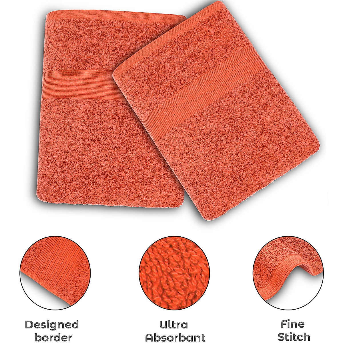 Softolle 100% Cotton Luxury Bath Towels -Towels for Bathroom - Set of 4 Bath Towel (27” x 54”)- Eco-Friendly, Super Soft, Highly Absorbent Bath Towel - Oeko-Tex Certified (Grey) (Coral)