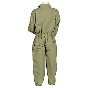 Aeromax Jr. Fighter Pilot Suit with Embroidered Cap, Size 4/6. Olive (Military) Green