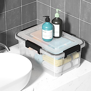 Nesmilers 10 Liter Plastic Storage Container with Seal Circle and Latches Lid, Clear Food Storage Boxes Set of 4