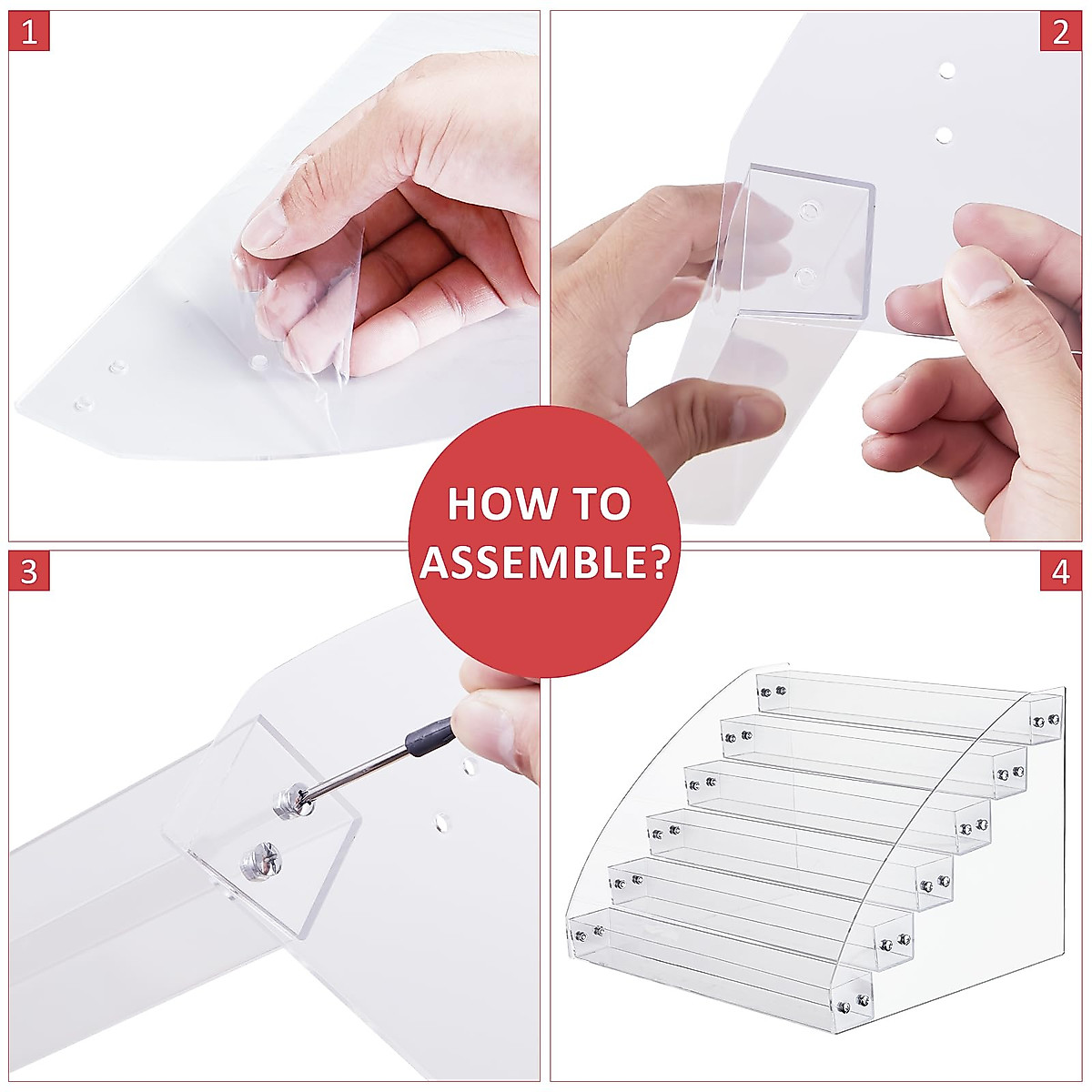 KINGROW Nail Polish Organizer Holder Rack 6 Layers Acrylic Display Rack Eyeglasses Shelf Essential Oils Ink Storage Holds Up to 96 (Fit 1-2oz Bottles)