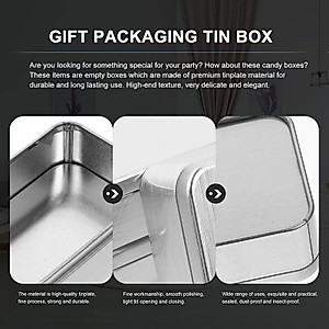 DOITOOL Metal Box 4Pcs Tins Containers, Metal Rectangular Empty Hinged Tins Box, Portable Storage Box with Lid, Small Box Set for Home Organizer(4.32x2.55x1.38Inch, Silver) Jar