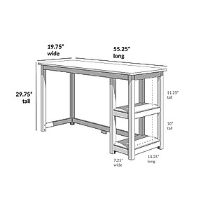 Plank+Beam Computer Desk with Shelves, Simple Desk for Bedroom, Home Office Study Desk, 55.25 Inch, Natural