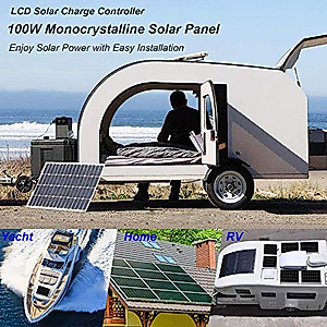 Pikasola 200 Watt 12/24V Solar Panel Kit for RV Boat Home: 2pcs 100W Monocrystalline Solar Panel Grade A + 12/24V Solar Charge Controller + 16ft &10ft Solar Cable + Z-Brackets