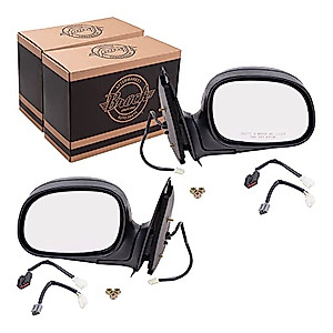 Brock Aftermarket Replacement Driver Left Passenger Right Power Mirror Paint To Match Black Without Heat-Signal With Adapter Set Compatible With 1997-2003 Ford F-150 Standard Cab/Extended Cab