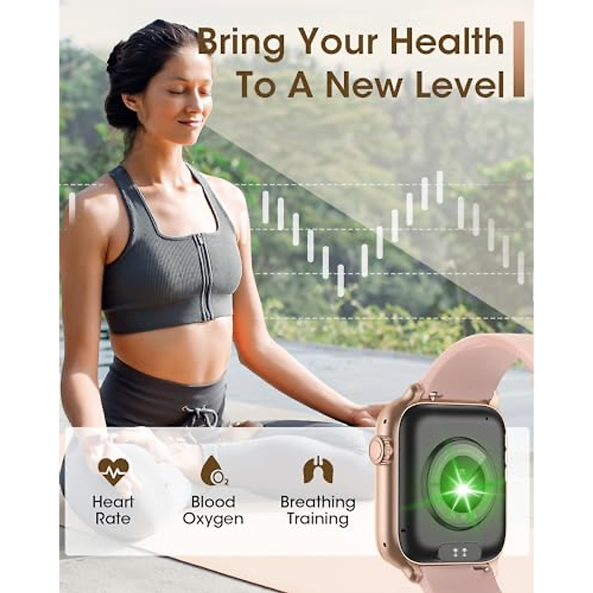 AKUMAKA Smart Watches for Women(Answer/Make Calls), 1.85'' HD Bluetooth 5.3 Smart Watch for Android Phones and iOS, Fitness Tracker Watch with Heart Rate/Sleep Monitor, IP68 Waterproof Sport Watch