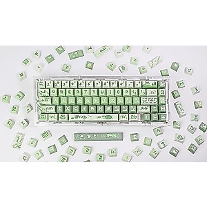 Laetass Mechanical Keyboard Keycaps,Compatible with Cross Axle,Original Height pbt keycaps,Anti-mistouch, 131-Key Spring Theme, High Aesthetic Value,Bring You a Delightful Typing Experience.(Green)