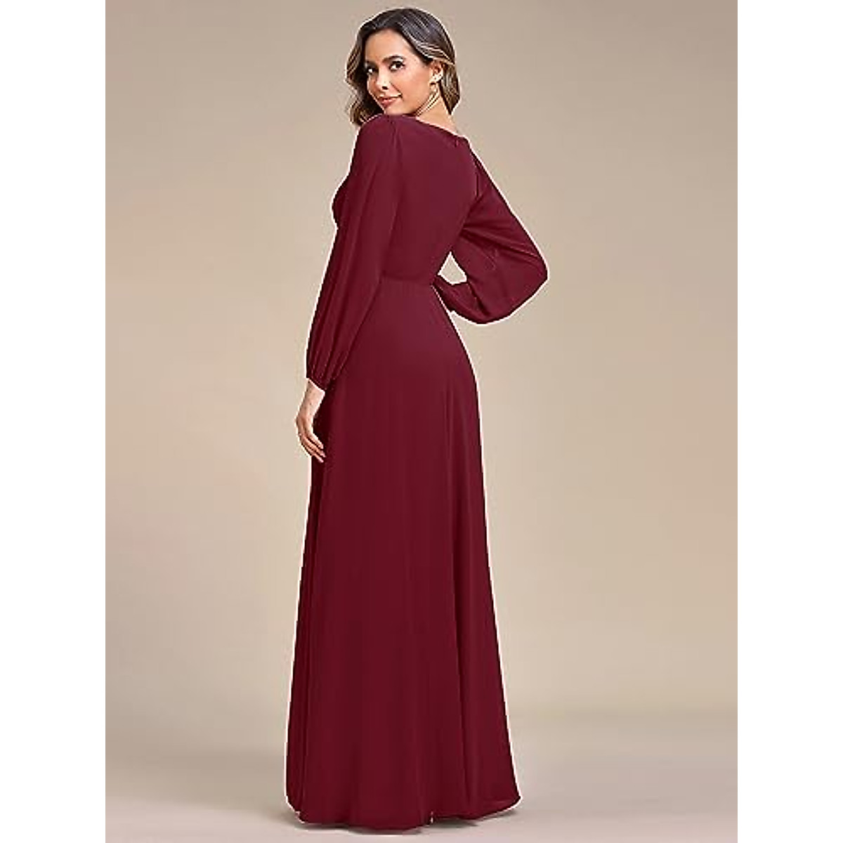 Ever-Pretty Women's Customized Generous Chiffon A Line Long Evening Dresses Burgundy US00