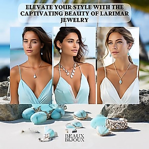 Larimar Earrings for Women - Blue Earrings Dangle - Gemstone Earrings for Women - Teardrop Blue Drop Earrings for Women - Blue and Silver Earrings - Larimar Jewelry - Pear Dangle Earrings