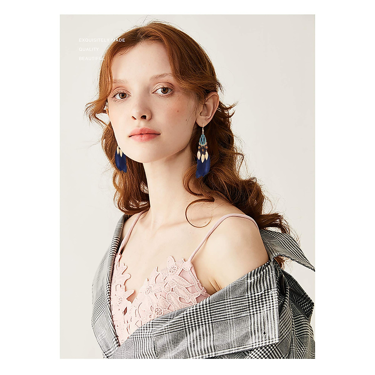 Kinimore 12 Pairs Women Feather Earrings Vintage Bohemian Earrings Long Drop Dangle Earrings Set With Dream Catcher Design Christmas Gift